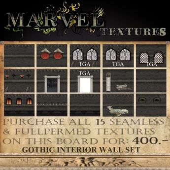 Second Life Marketplace - Marvel Gothic Interior Wall 1 set - 15 fullpermed & Seamless awsome ...